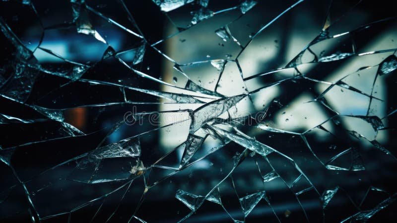 A Broken Glass Window with a Reflection of a Person, AI Stock ...