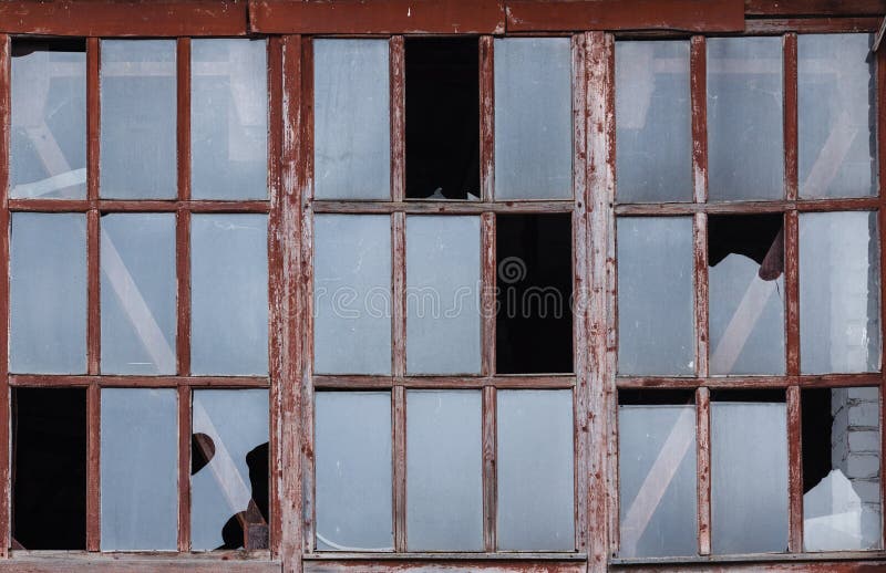 Broken Glass Window Ruins Background Stock Image - Image of decay ...
