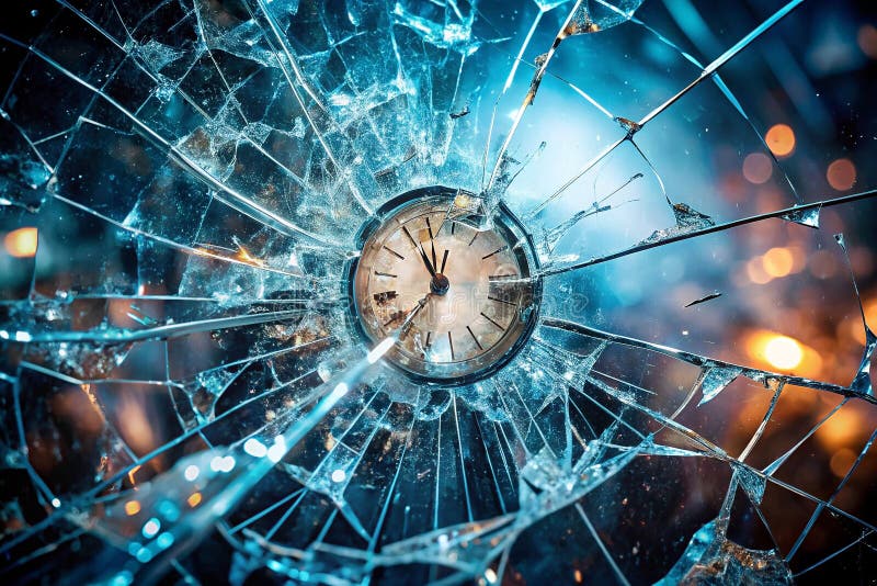 Broken Glass Window, Shattered Clock, Abstract Time, Explosion Stock ...