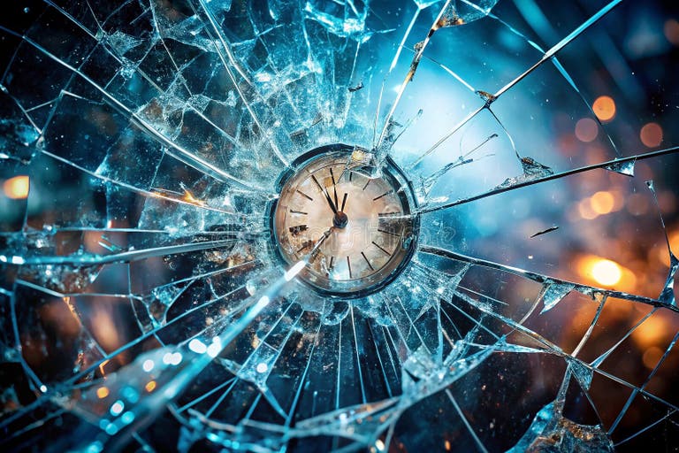 Broken Glass Window, Shattered Clock, Abstract Time, Explosion Stock ...