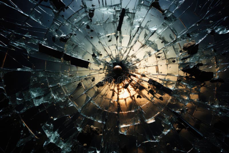 A Broken Glass Window with a Sun Shining through it. Digital Image ...