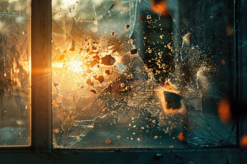 A Broken Glass Window with Sunlight Shining through it, Suitable for ...