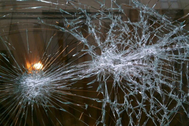 Broken Glass Window after a Vandalism Stock Image - Image of people ...