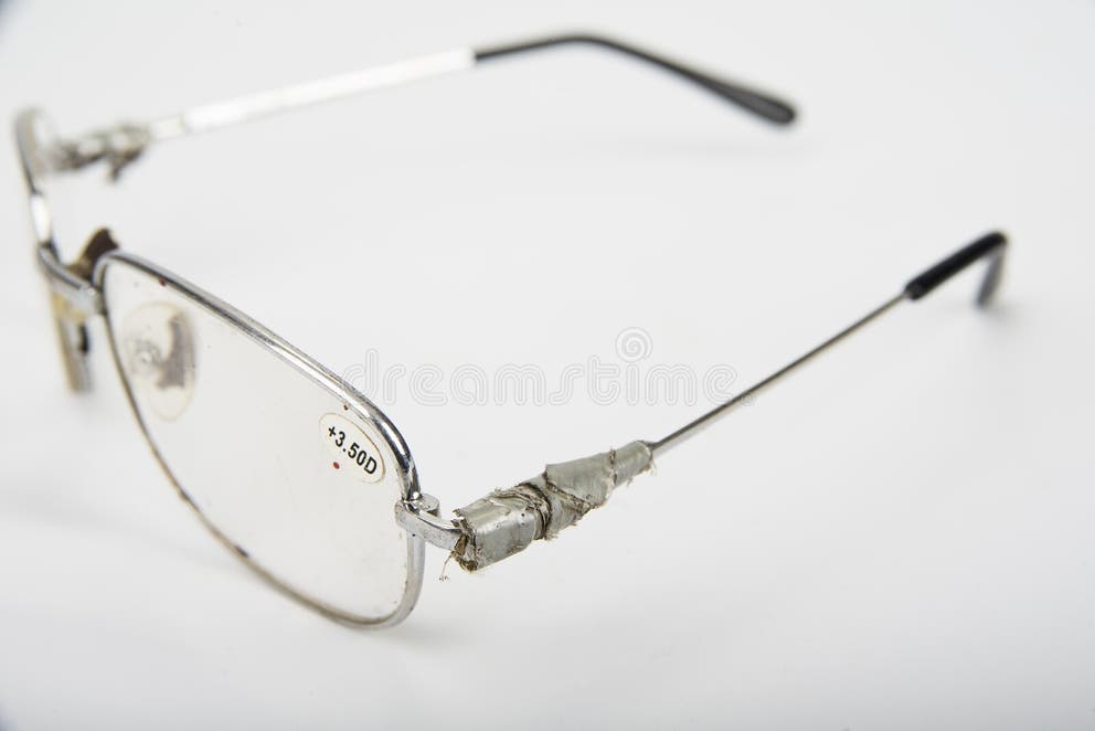Broken Glasses Hinge Fixed with Duck Tape Stock Photo - Image of spectacles, frame: 264580966