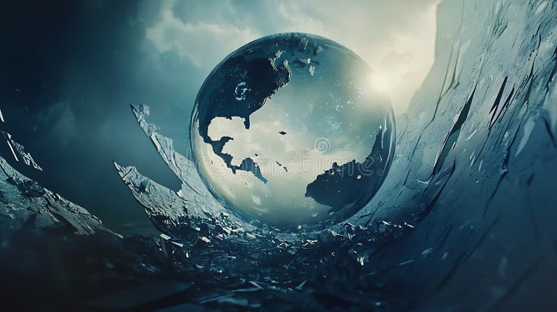 A Broken Globe is Floating in a Body of Water Stock Image - Image of ...