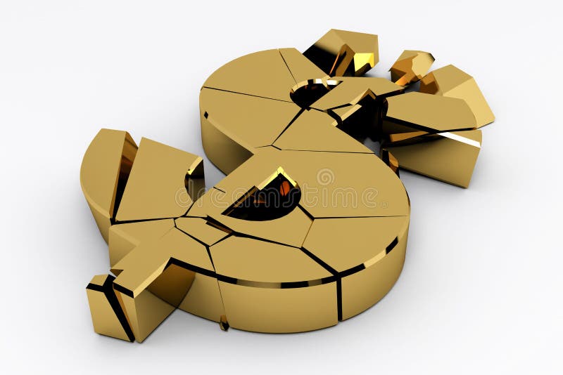 Broken gold dollar sign stock illustration. Illustration of golden ...