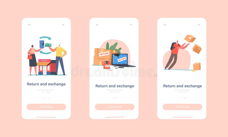 Broken Goods Return and Exchange Mobile App Page Onboard Screen ...