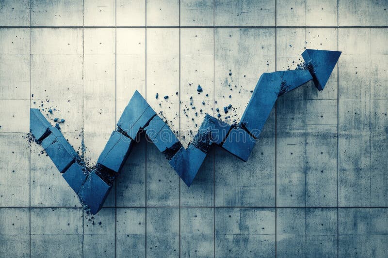 Crumbling Growth Chart stock illustration. Illustration of destruction ...