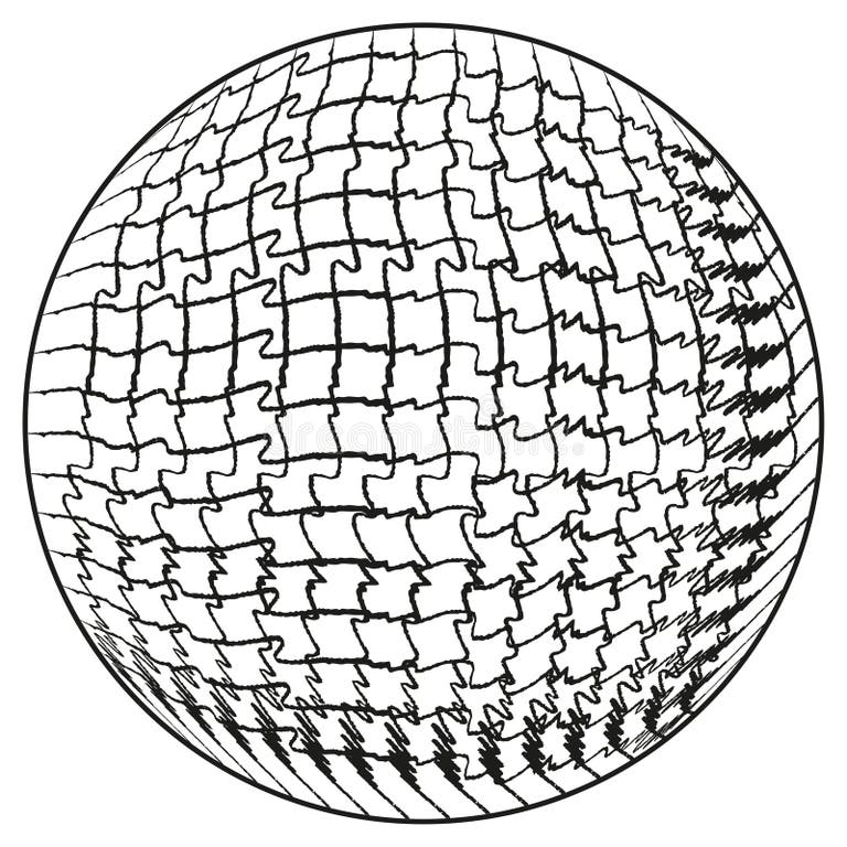 Broken Grid Sphere. Irregular Mesh Vector. Optical 3d Distortion. White ...