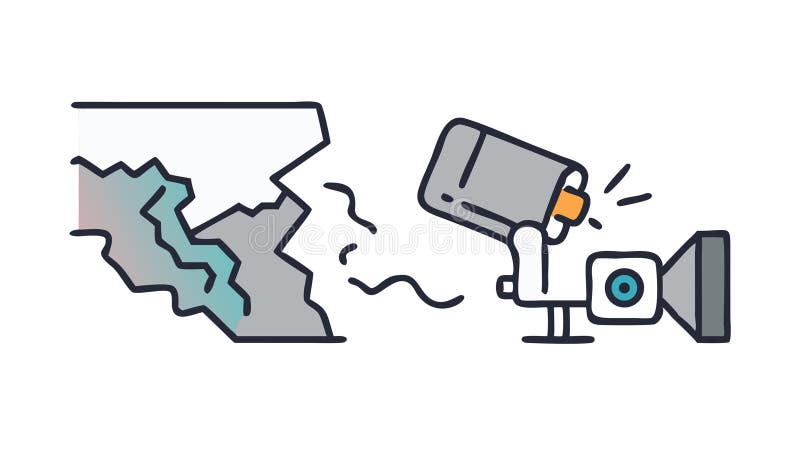Broken Ground with Security Camera, System Vulnerability Vector Design ...