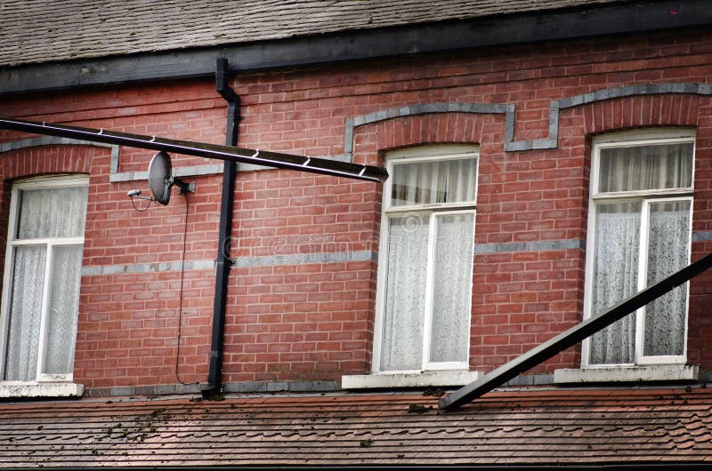 Broken Gutter Missing a Downpipe. House Guttering Repair Leaking Stock ...