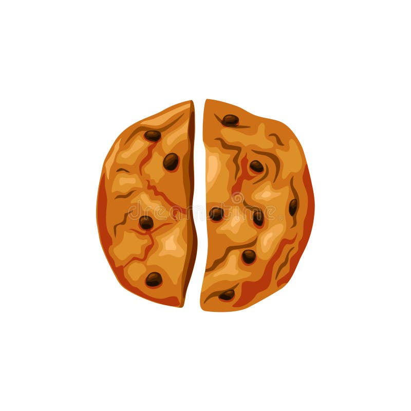 Broken in Half Cookies with Chocolate Chips. Bitten Cookie on a White ...