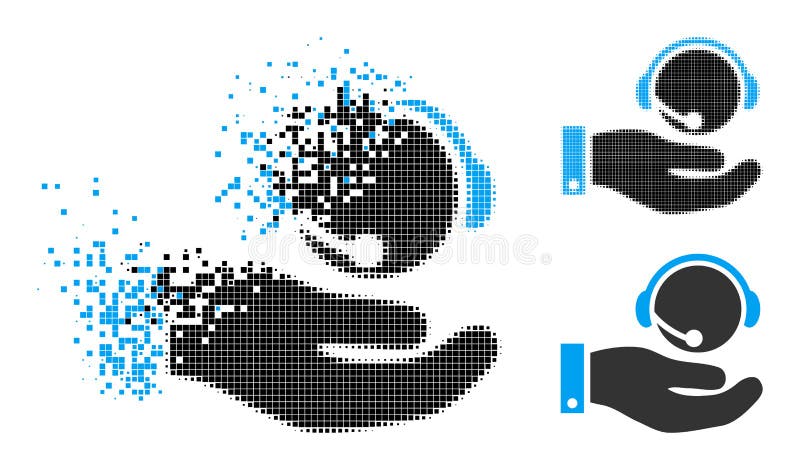 Broken and Halftone Pixel Call Center Service Glyph Stock Vector ...