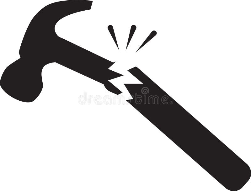 Broken Hammer Icon on White Background. Broken Equipment Sign. Flat ...
