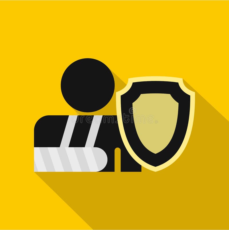 Broken Hand and Safety Shield Icon, Flat Style Stock Vector ...