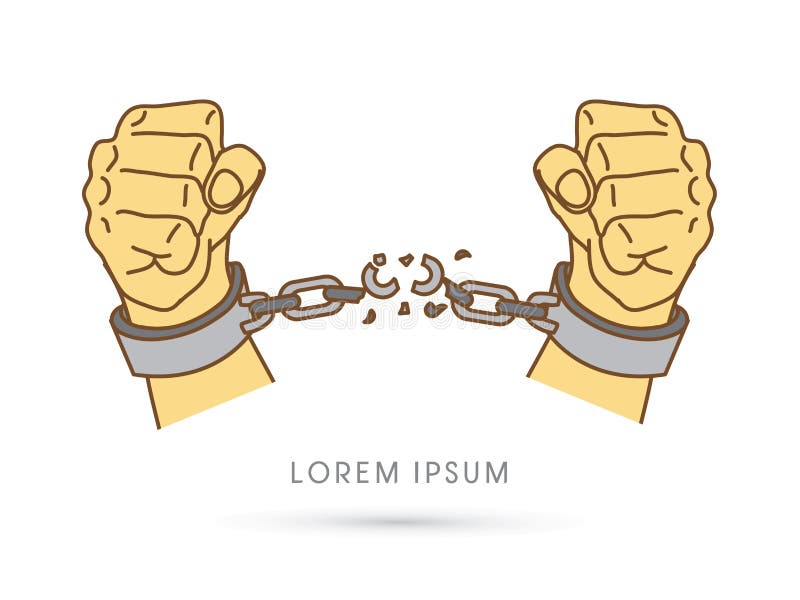 Set of Broken Handcuffs Vector with Banner Stock Vector - Illustration ...