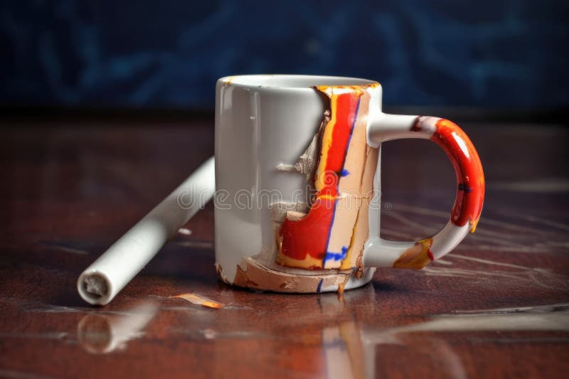 Broken Handle of a Mug Next To Adhesive Tube Stock Illustration ...