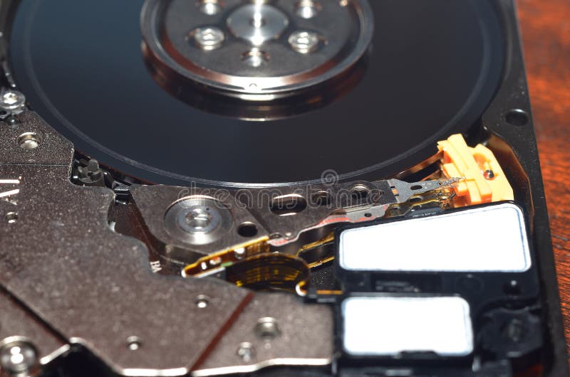 Broken Hard Drive Inside Electronics Closeup Stock Image - Image of ...
