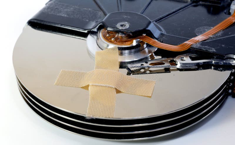 Broken Hard Drives with a Band-aid Stock Photo - Image of hard, cracked ...