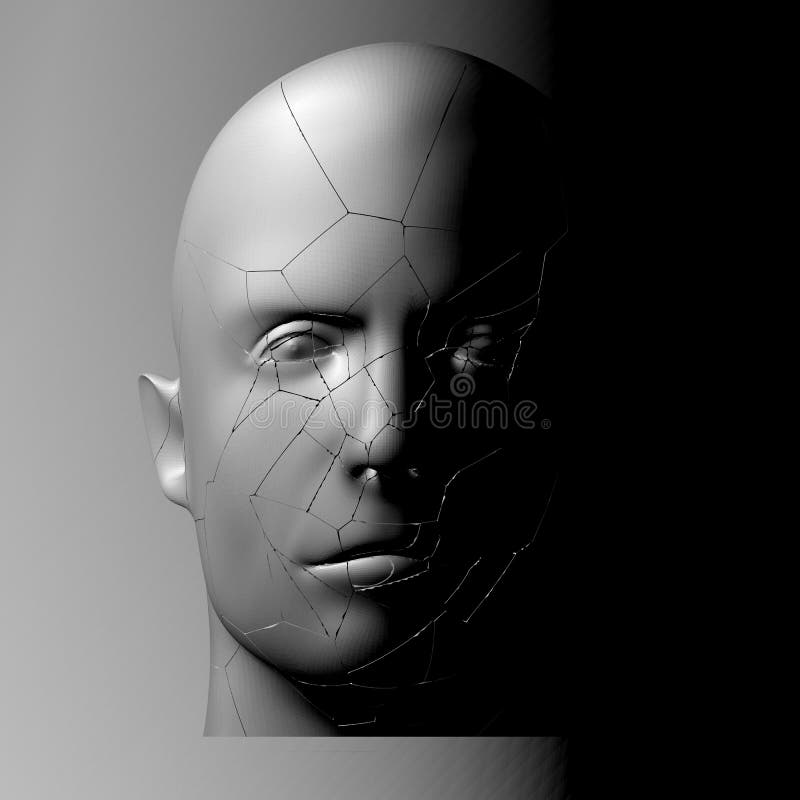 Broken Head, 3d Illustration. the Split Face of a Person Stock Vector ...