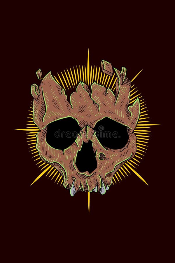 Broken Head Skull Vector Illustration Stock Vector - Illustration of ...