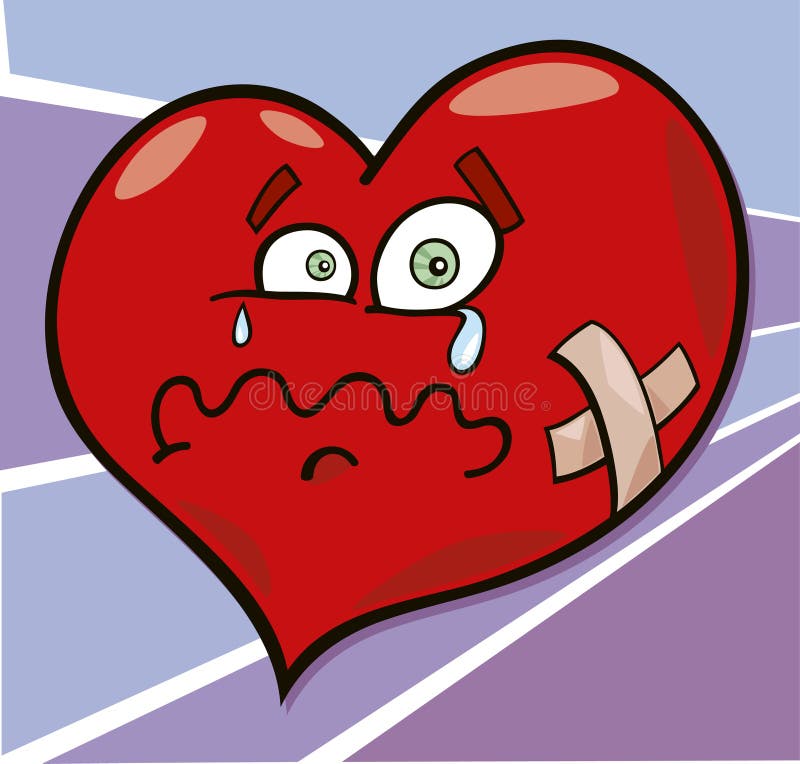 Sad Broken Heart Cartoon Illustration Stock Vector - Illustration of ...