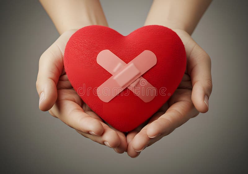 Broken Heart with Bandages, Symbol of Healing and Recovery Stock Image ...