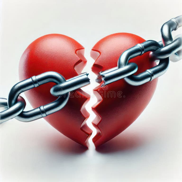 A Broken Heart, Bound by a Broken Chain. Space for Text. Stock Photo ...