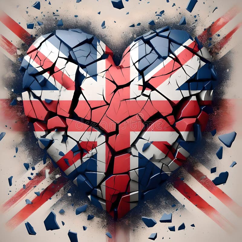 Broken Heart of Britain, a Fragmented Union Jack Stock Illustration ...