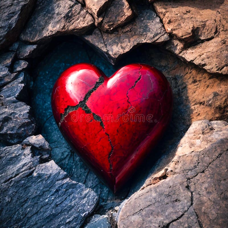Broken Heart Buried in a Parched Earth Stock Illustration ...