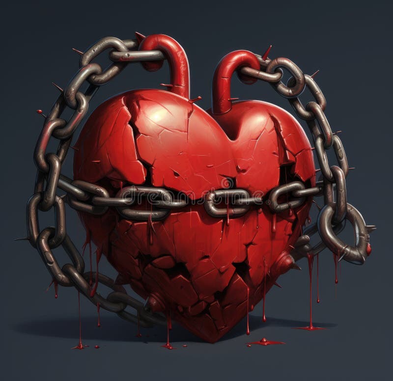 A Broken Heart in Chains. a Broken Heart Stock Illustration - Illustration of broken, isolated ...