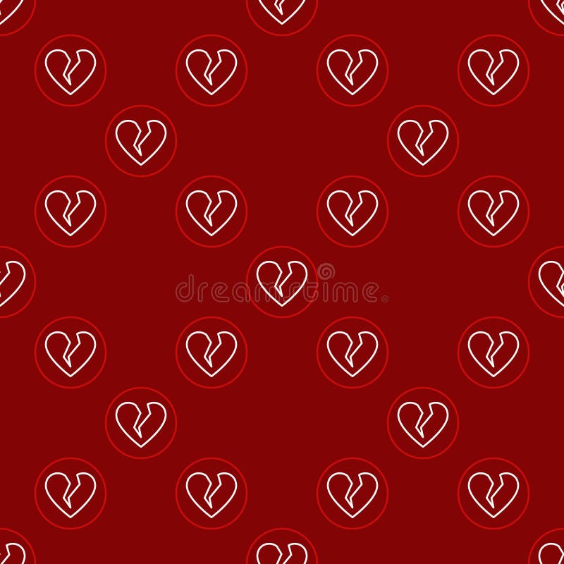 Broken Heart in Circle Vector Breakup or Love Loss Seamless Pattern or ...