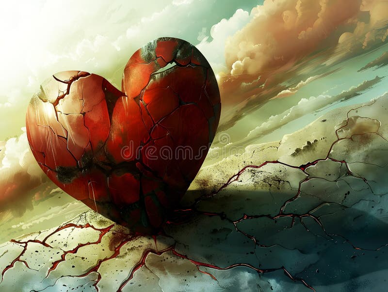 A Broken Heart on Cracked Ground. Artificial Intelligence. Stock Image ...