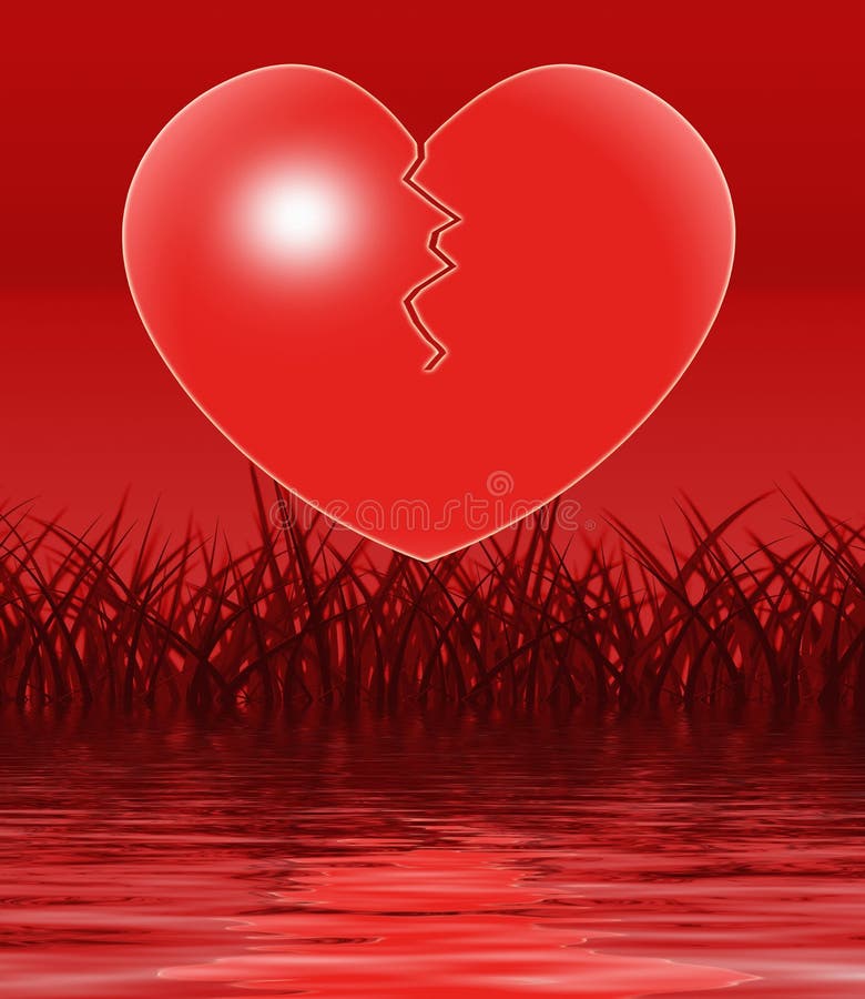 Broken Heart Displays Depression Loneliness and Sadness Stock ...