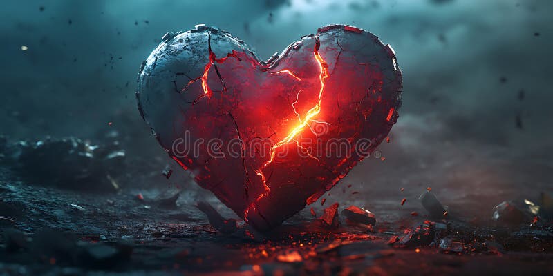 Broken Heart Dramatic Abstract Art Image Dark Grunge Emotional Stock ...