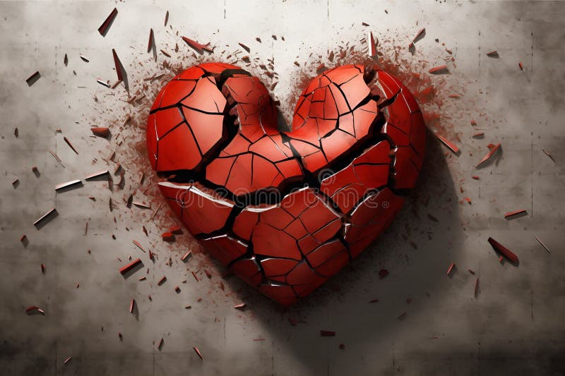 Broken Heart - End of Love - Generative AI Stock Illustration ...