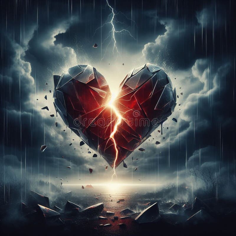 Broken heart on fire stock illustration. Illustration of heartsdesign ...