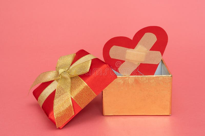 Gift or Present Box with a Little Heart Inside Stock Image - Image of ...