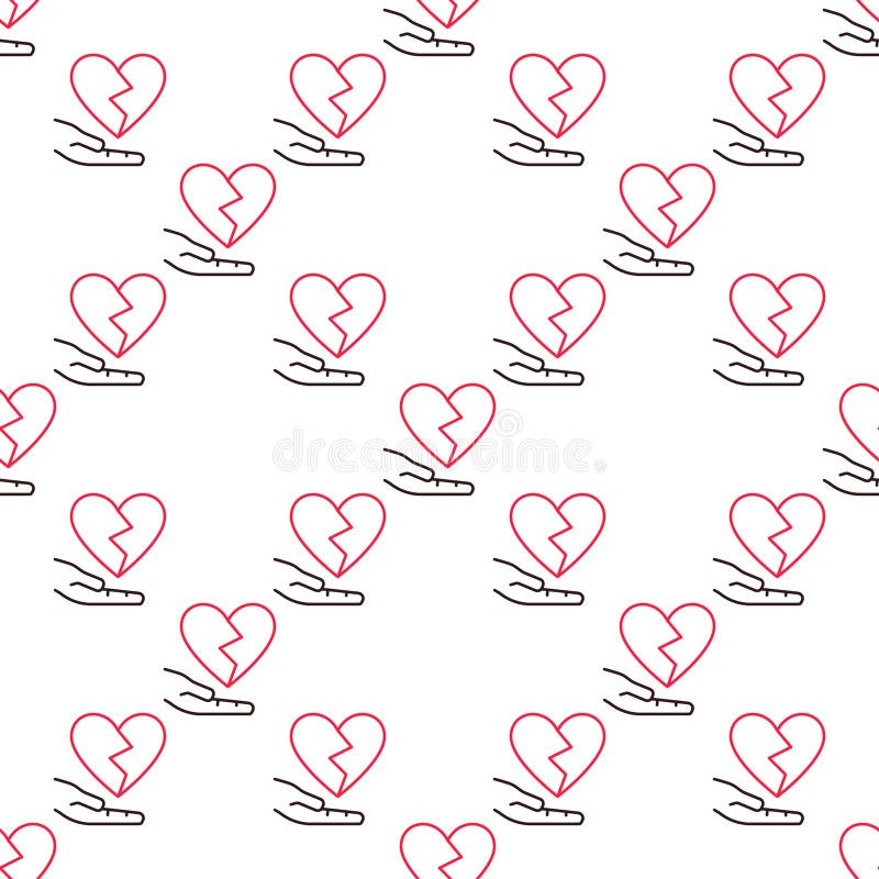 Broken Heart with Hand Vector Emotional Struggle Seamless Pattern Stock ...