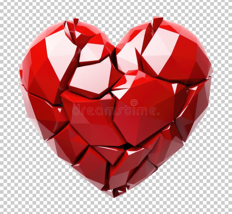 Broken Heart Icon 3D Style Isolated on Transparent Background PNG Stock ...