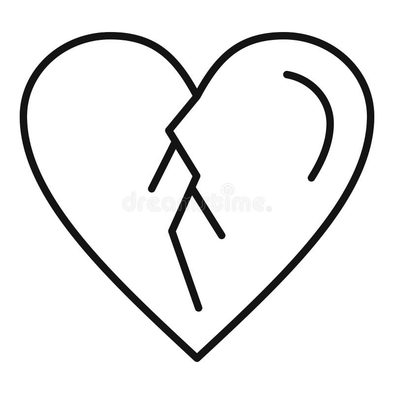 Broken Heart Icon, Outline Style Stock Vector - Illustration of ...