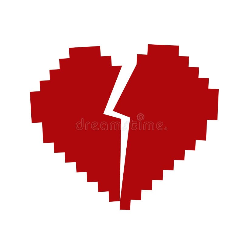Broken Heart Icon. Heart Red 8 Bit Icon Stock Vector - Illustration of ...