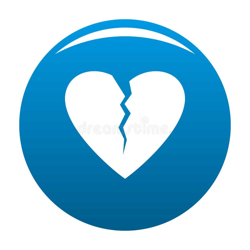 Broken Heart Icon Vector Blue Stock Vector - Illustration of ...