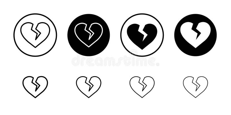 Broken Heart Icon Outline Vector for Web Ui Stock Vector - Illustration ...