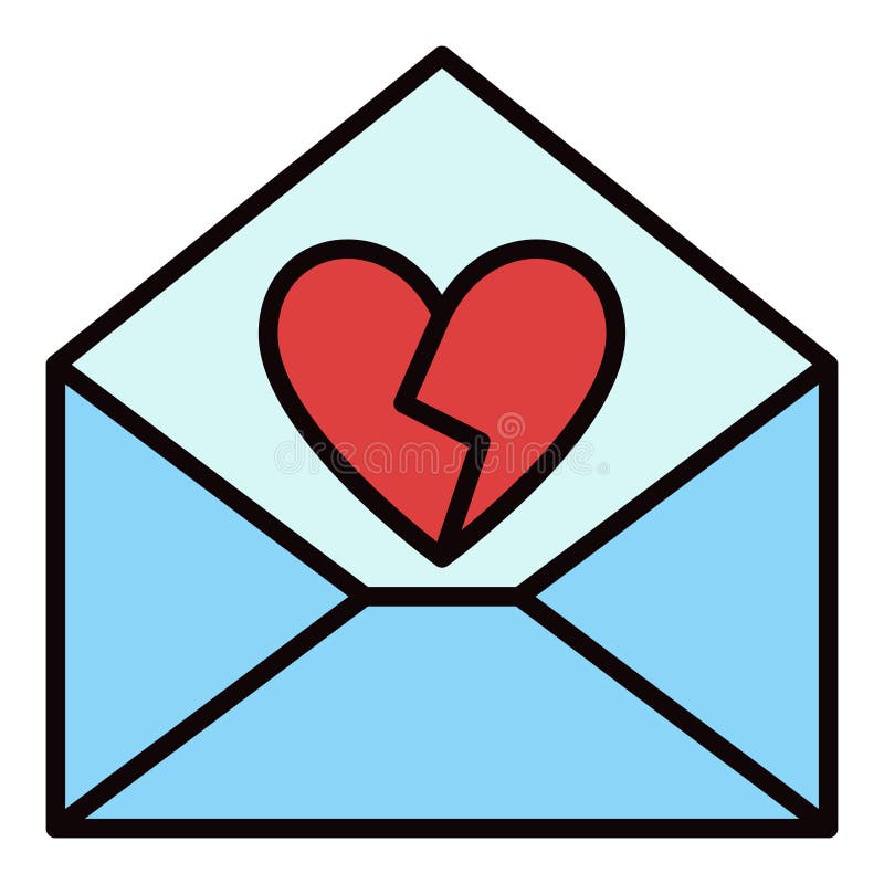 Broken Heart and Letter Vector Unrequited Love Colored Icon or Logo ...