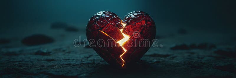 A Broken Heart with Light Shining through Stock Photo - Image of ...