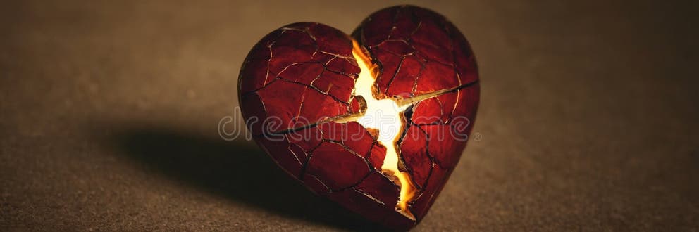 A Broken Heart with Light Shining through Stock Photo - Image of ...