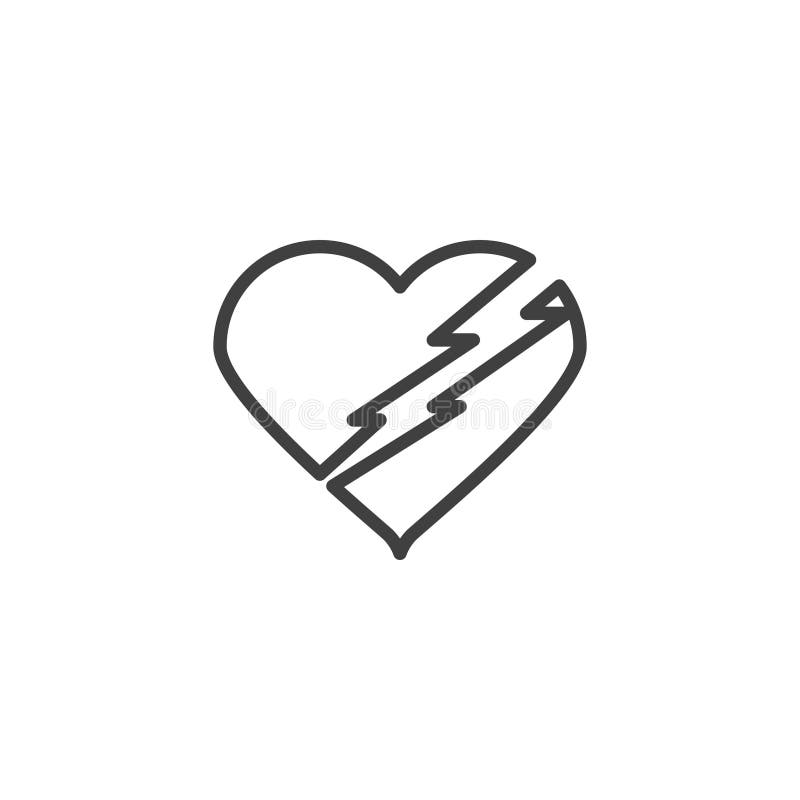 Broken Heart line icon stock illustration. Illustration of design ...