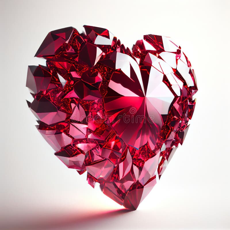 Broken Heart Made of Ruby Isolated on White Background. Stock ...