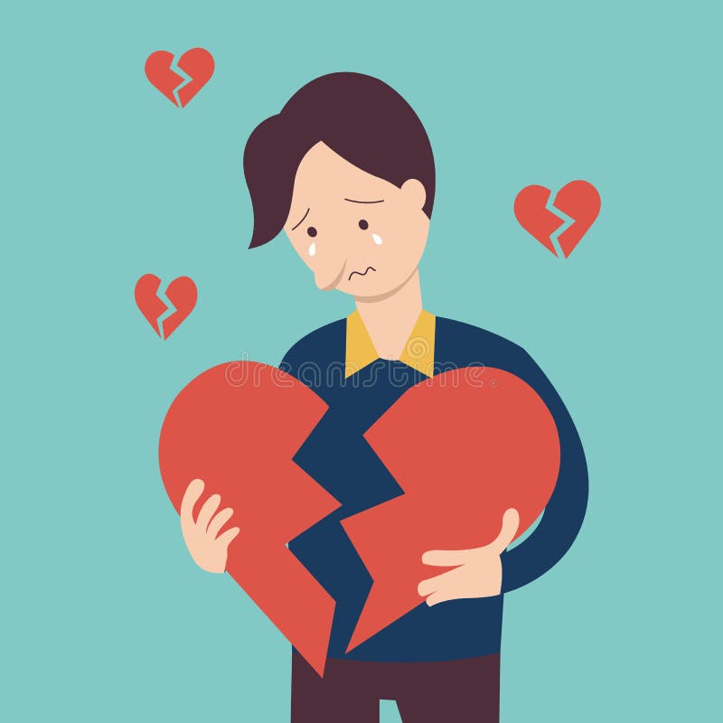 Broken heart man stock vector. Illustration of heart - 48762539